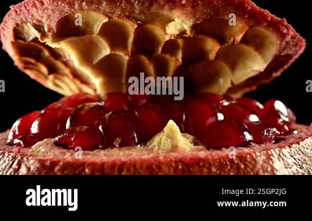 The vibrant pomegranate boasts glistening, juicy seeds and a rich, deep ...