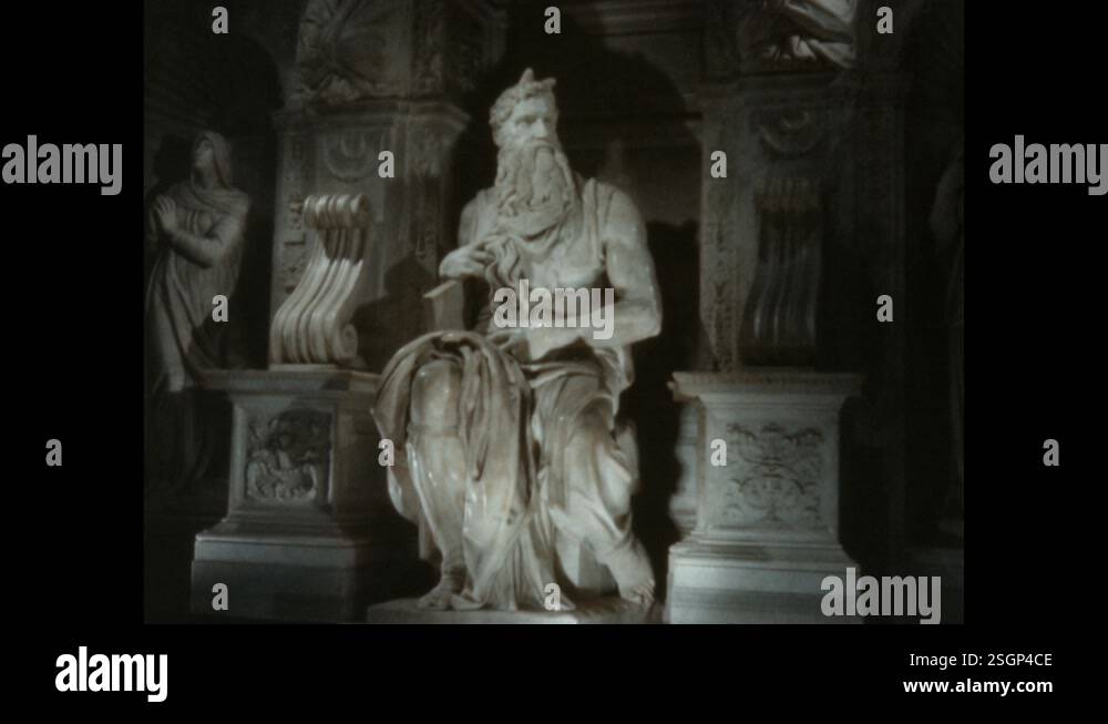 1950s: Statue of Moses by Michelangelo. 'The Deposition' sculpture by ...