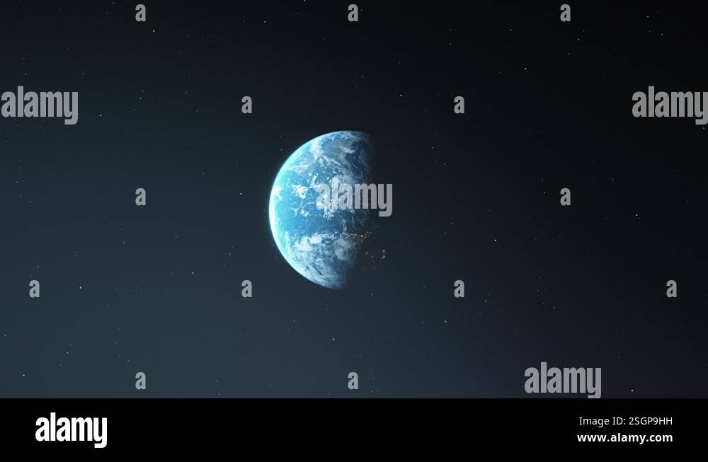 Rotating Planet Earth Animation In Outer Space. Zoom Out Stock Video ...