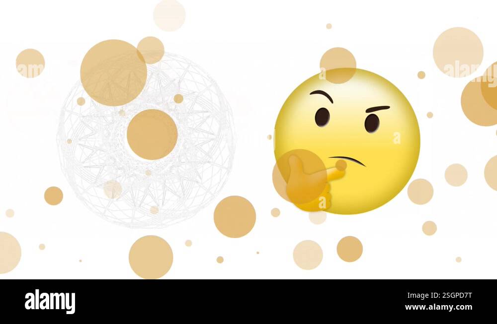 Animation of spots over emoji icon and shapes on white background Stock ...