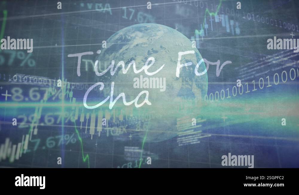 Animation of time for change text over stock market data processing and ...