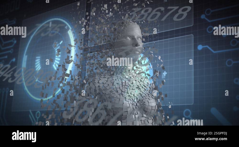Animation of changing numbers and human body model over interface with ...