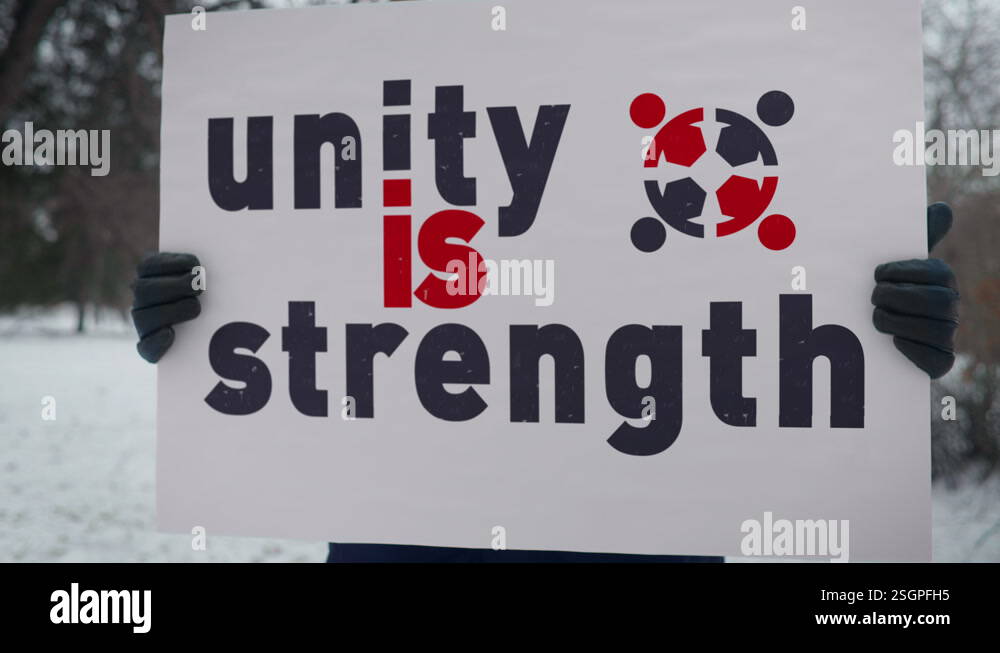 Unity Is Strength Slogan On Banner At Demonstration For Human Rights ...