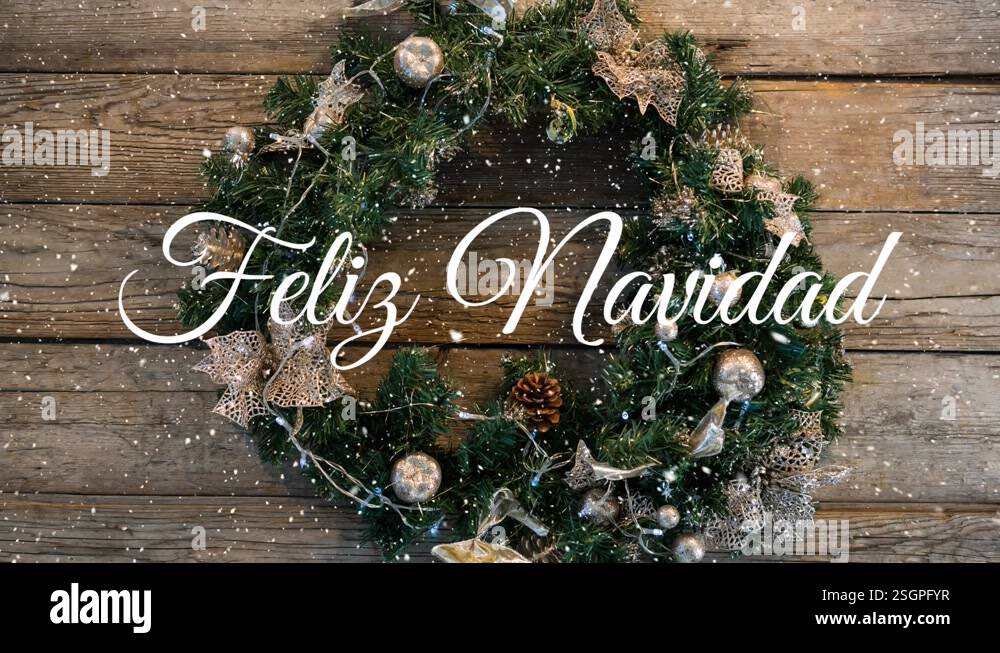 Animation of feliz navidad christmas greetings text over christmas ...