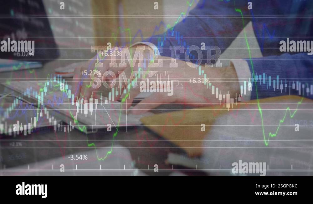 Animation of time for something text and financial data processing over ...