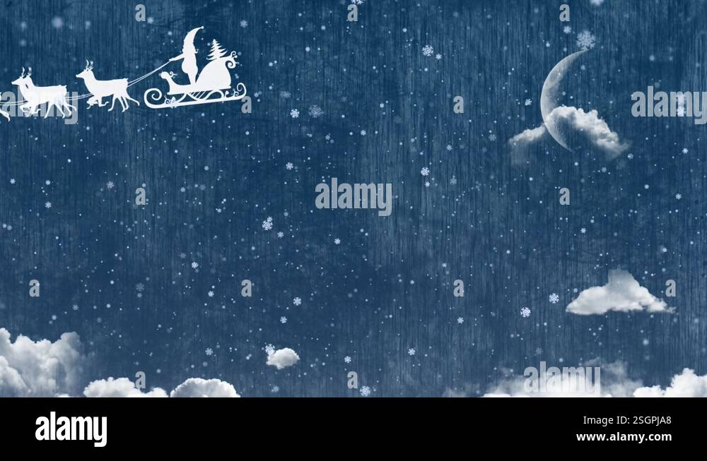 Santa claus in sleigh with reindeers on green screen background with ...
