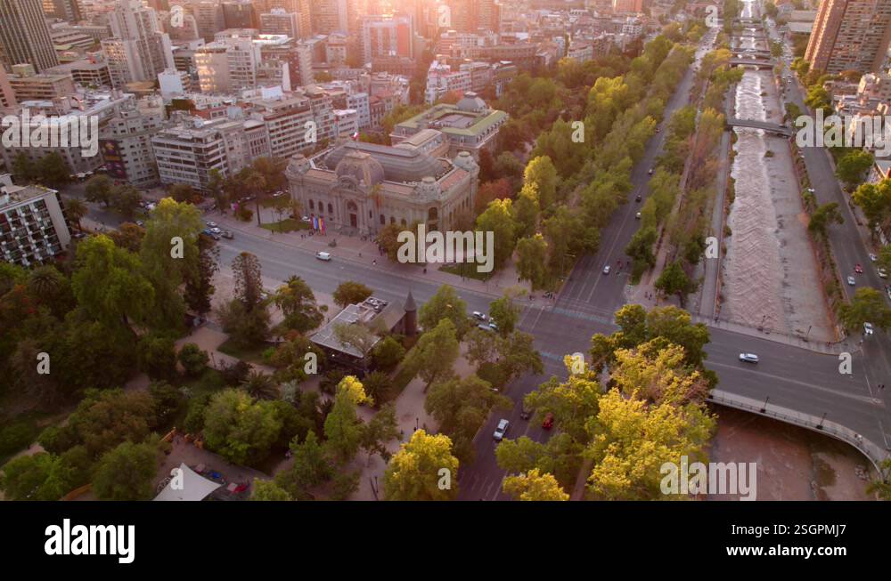 National Museum of Fine Arts in downtown Santiago de Chile. Aerial view ...