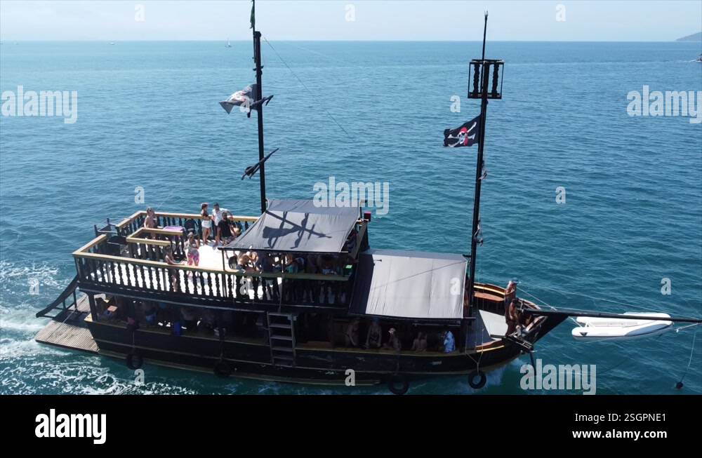 Pirate Ship Boat Tour in Brazilian Atlantic Ocean Surrounded by Islands ...