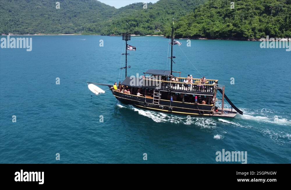 Pirate Ship Boat Tour in Brazilian Atlantic Ocean Surrounded by Islands ...