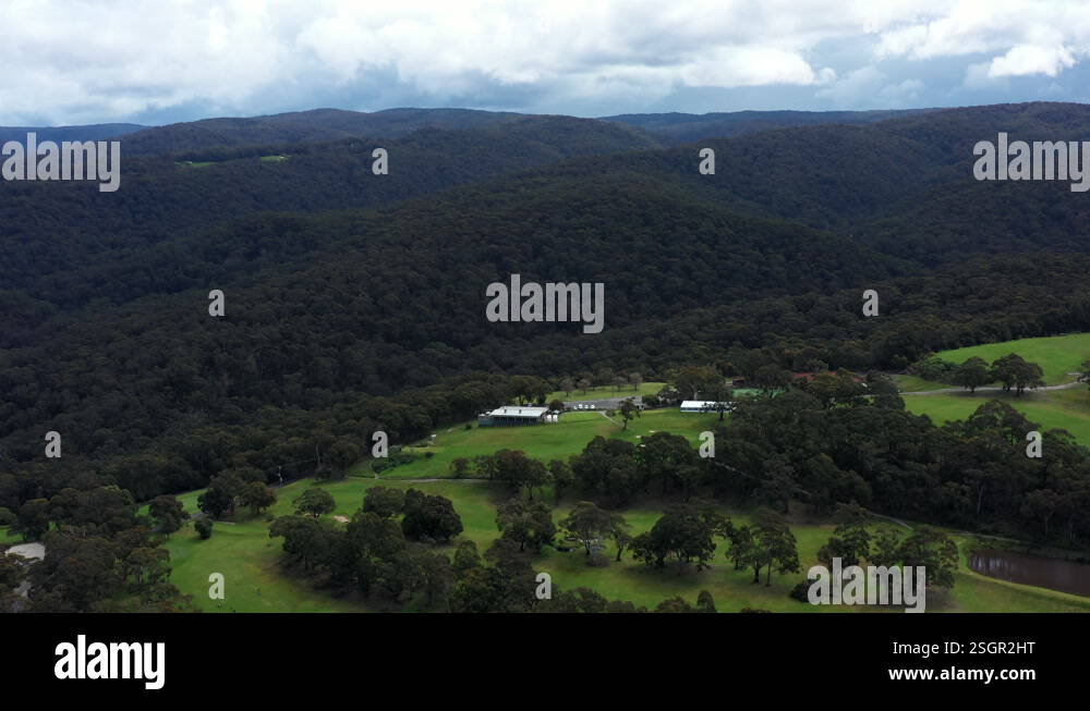 AERIAL Over Otway National Park and Nearby Golf Course, Lorne Australia ...