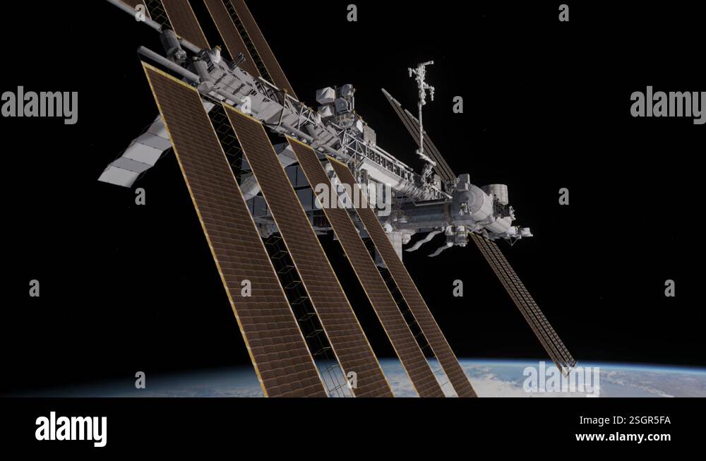 3D Animation showing the International Space Station (ISS) with ...