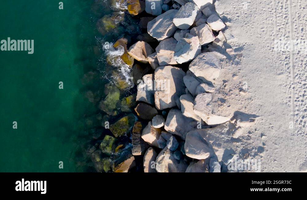 overhead view of north jetty Oceanside Harbor Stock Video Footage - Alamy