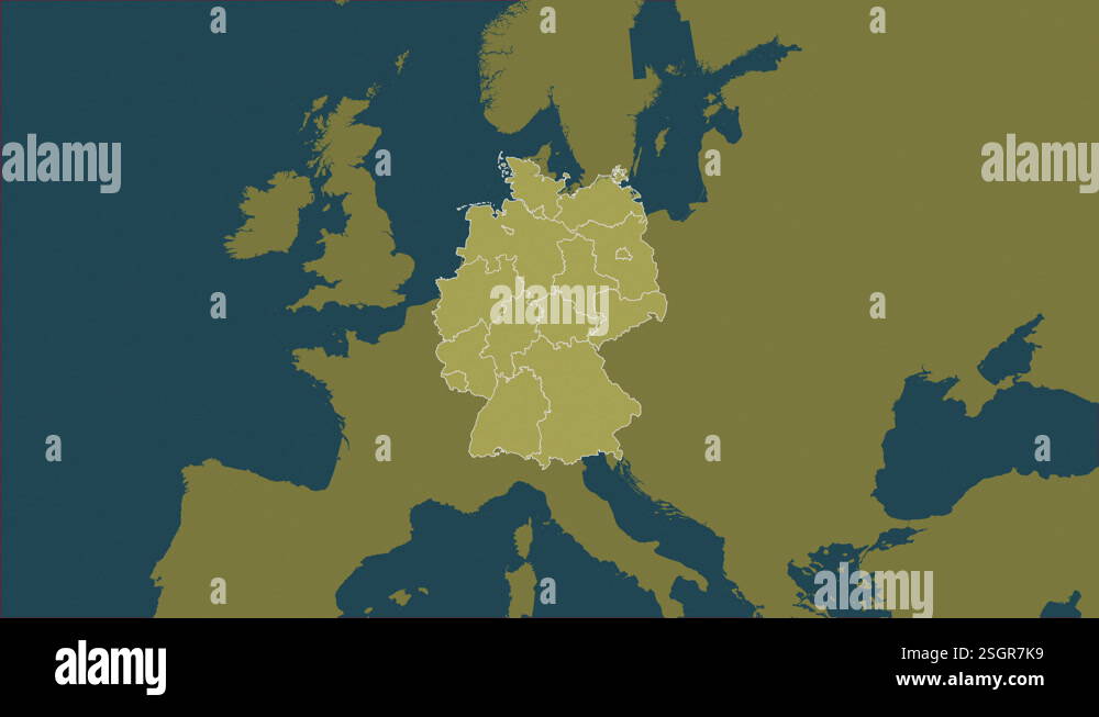 Germany map - extract. Regions. Pattern. Labels Stock Video Footage - Alamy