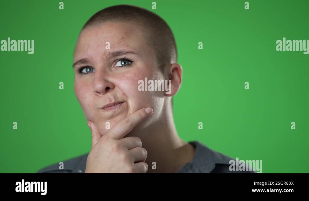 Closeup slow motion portrait of thinking, smart puzzled pensive young ...
