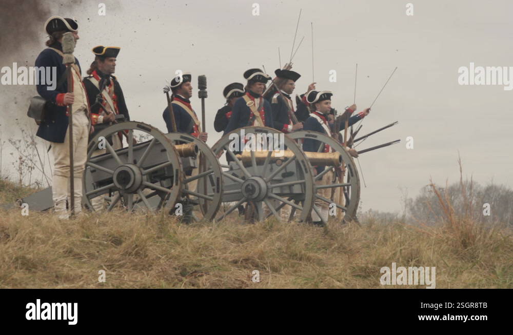 American Revolution Continentals FIRE Cannons in battle, under fire ...