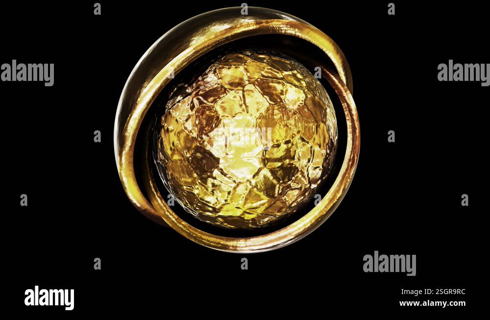 Sphere-shaped gold nugget inside of two golden hemispheres Stock Video ...