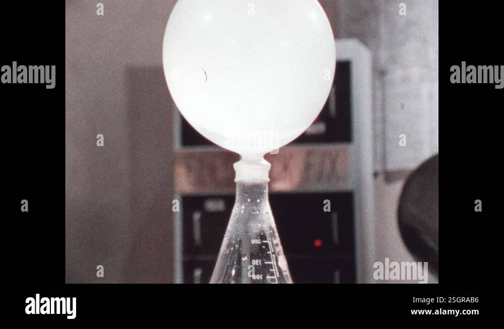 1990s: Balloon on top of flask inflates. Water inside flask boils and ...