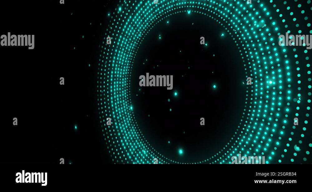 Animation of spinning blue glowing circles on black background Stock ...