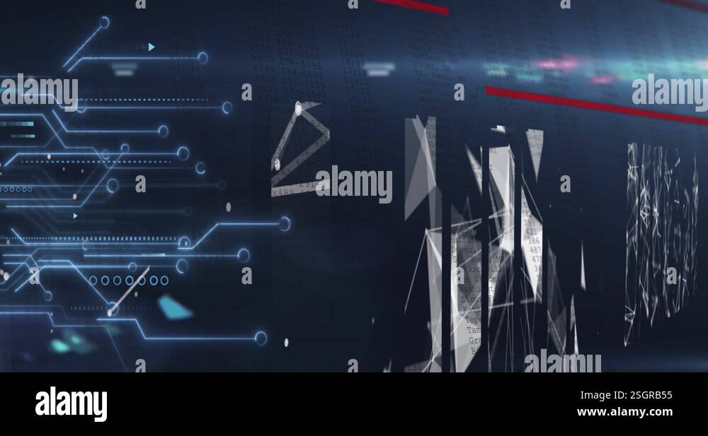 Animation of floating geometric shape, lines, abstract pattern, lens ...