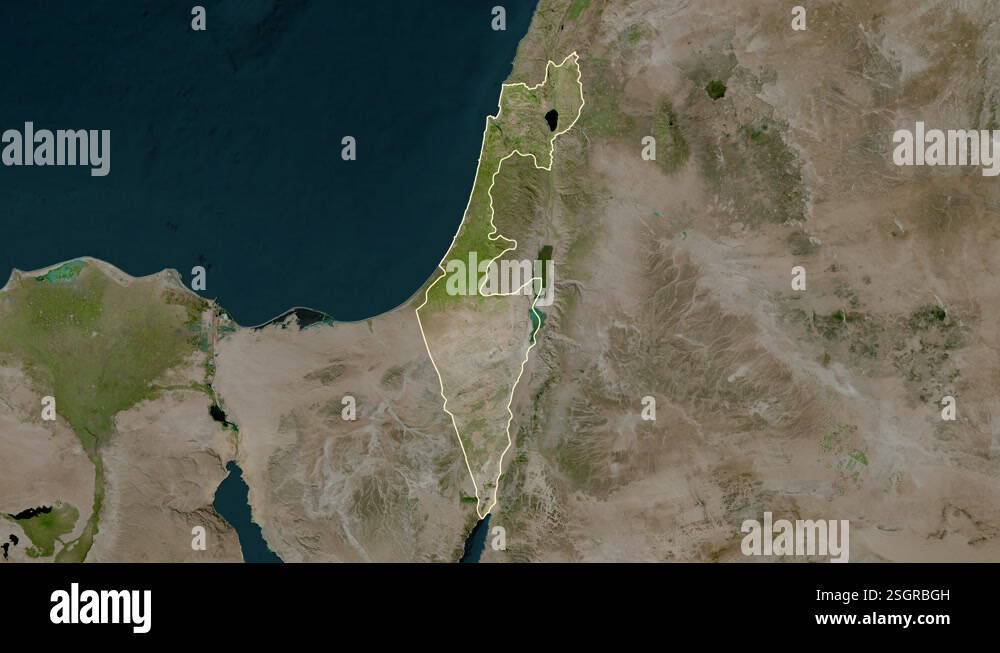 Israel map - solid. Border. Satellite. Labels Stock Video Footage - Alamy