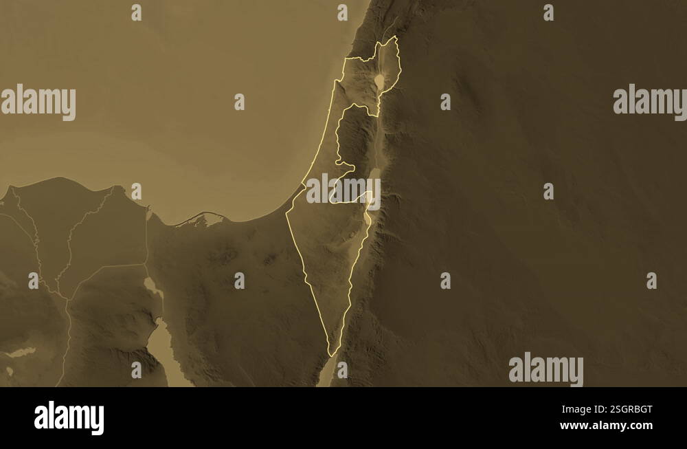 Israel map - solid. Border. Sepia. Labels Stock Video Footage - Alamy