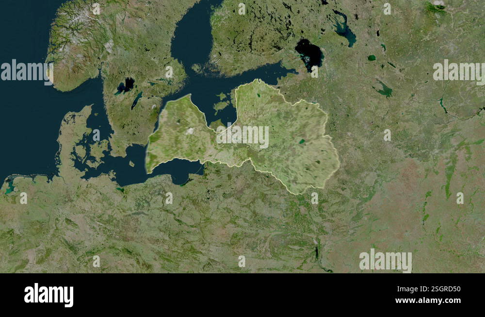 Latvia map - extract. Border. Satellite. Labels Stock Video Footage - Alamy