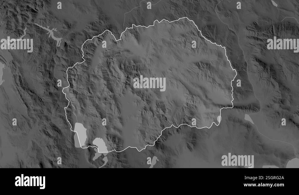 Macedonia map - solid. Border. Grayscale. Labels Stock Video Footage ...
