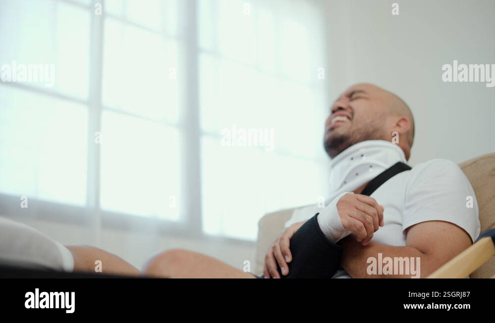 Man suffered pain from accident fracture broken bone injury with leg ...