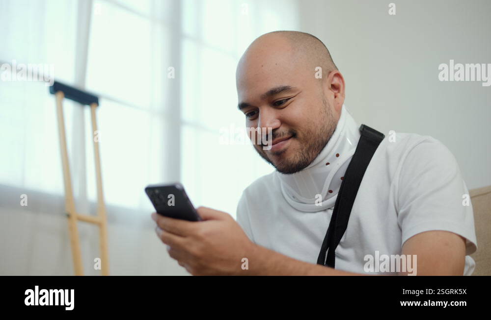 Man recovery from accident fracture broken bone injury with leg splints ...