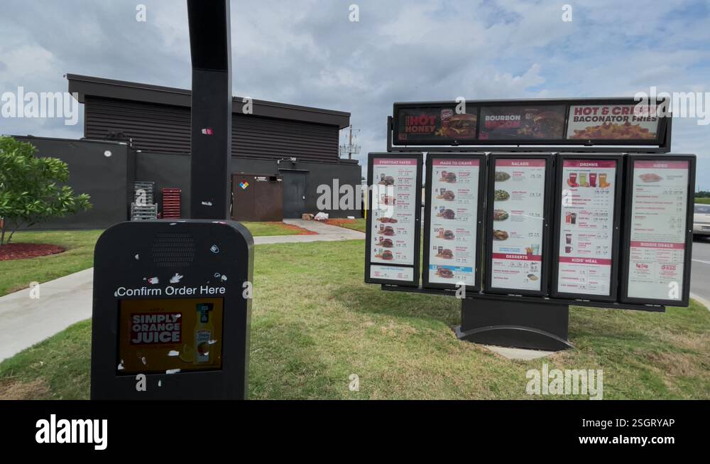 Wendy's fast food drive thru menu sign and order box Stock Video ...