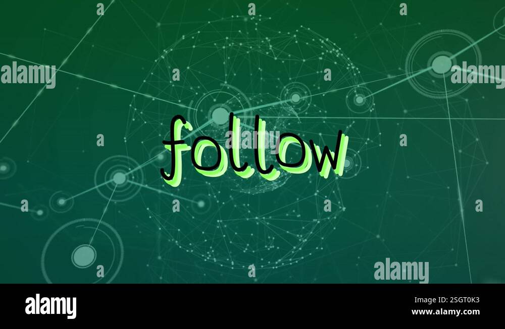 Animation of follow text over spots and globe Stock Video Footage - Alamy