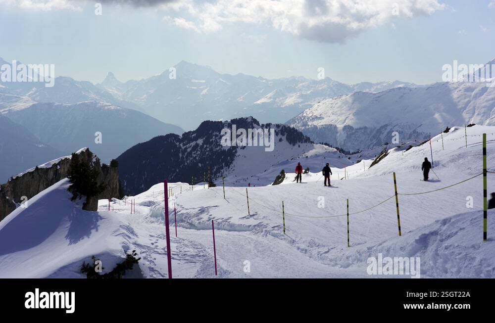 Aletsch Arena ski resort in the epic snow covered mountains of the ...