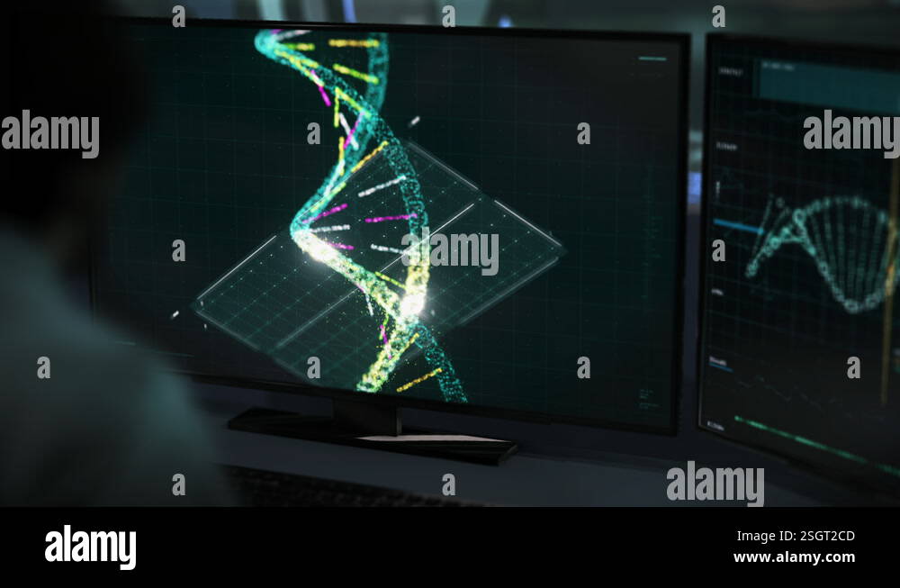 Doctor Conducting Genetic Experiment In Modern Medical Software At ...