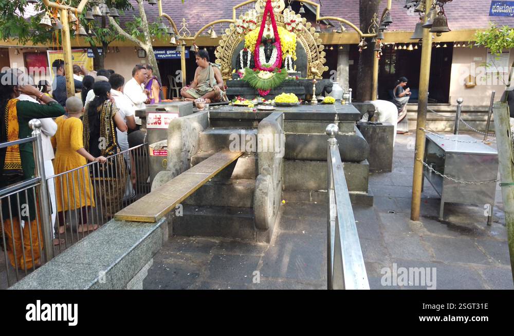 Hindu religion famous god Southadka Mahaganapati temple close-up view ...