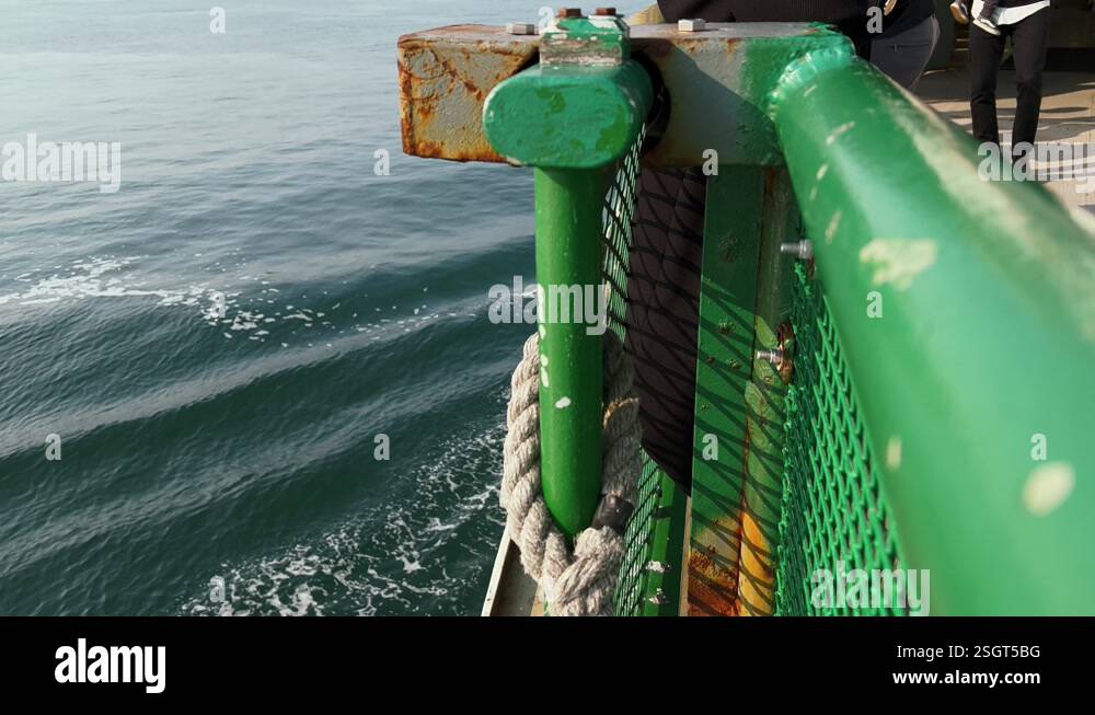 Side Metal Railings Of Ferry Boat Cruising In The Rosario Strait In ...
