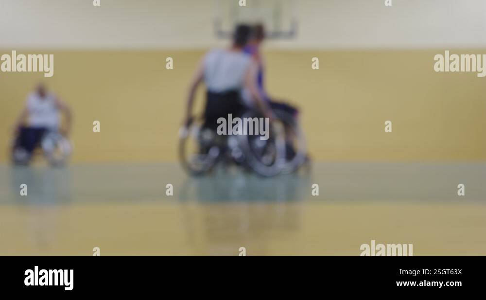 Wheelchair Basketball Game: Players Compete, Dribbling Ball, Passing ...