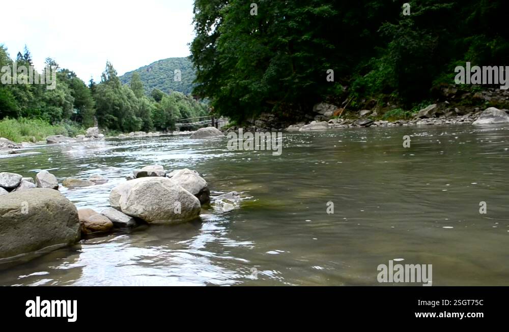 Mountain river. Slow motion. Current in the mountain Stock Video ...