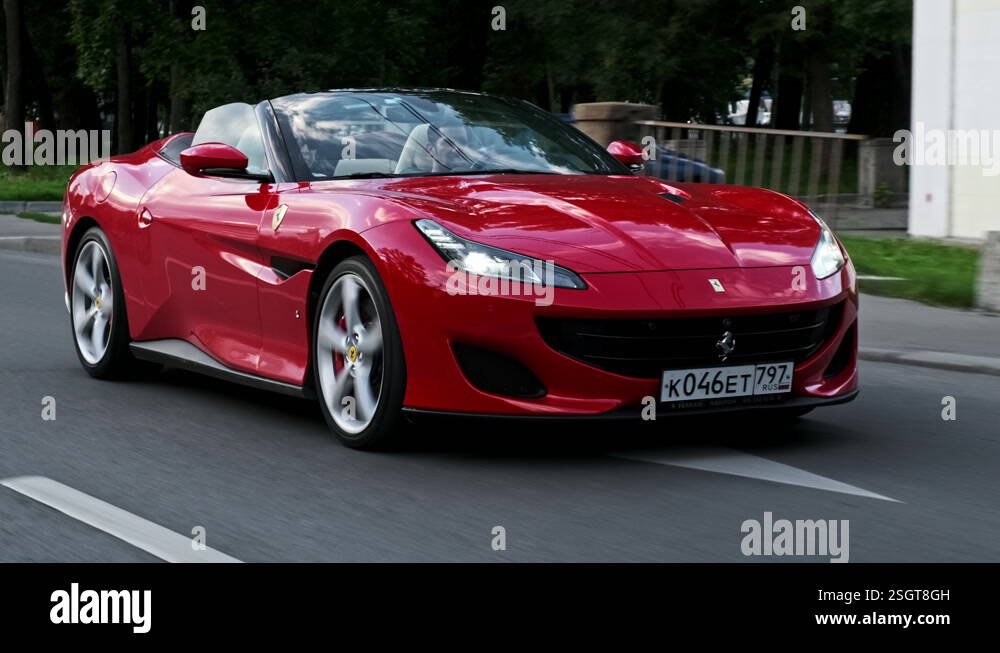 Moscow, Russia - CIRCA 2022: beautiful red coupe cabriolet of red color ...