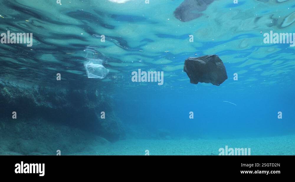 plastic bag underwater bad for fish with sun rays background ocean ...