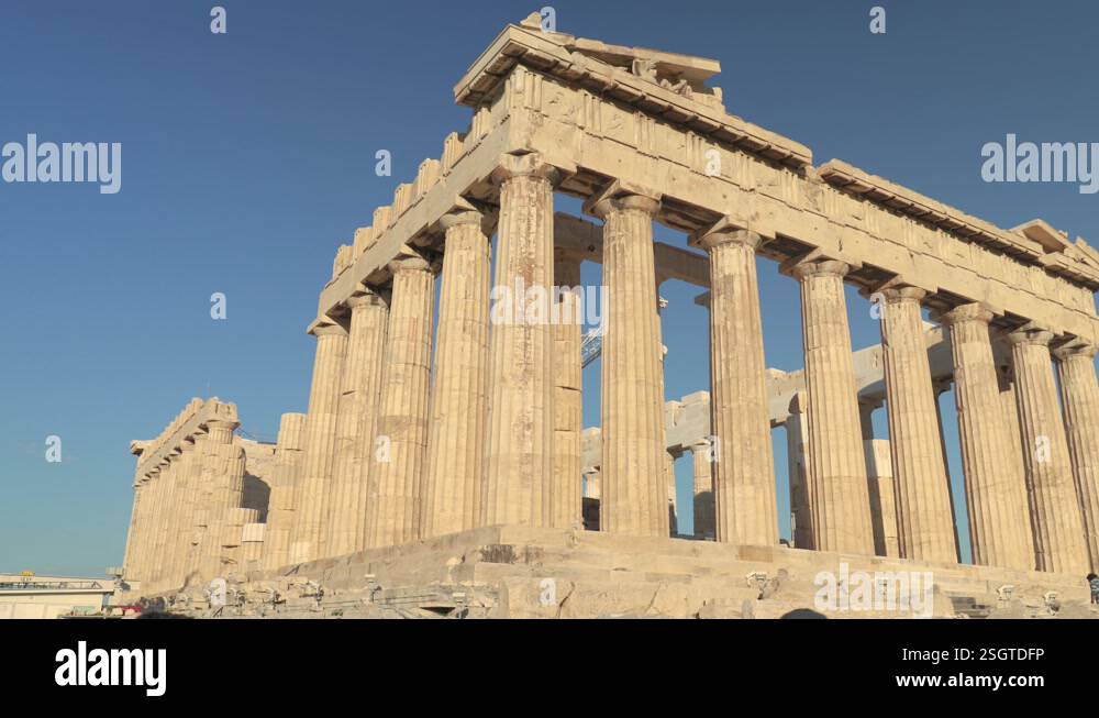 Parthenon Acropolis With Clear Blue Sky in Background Stock Video ...