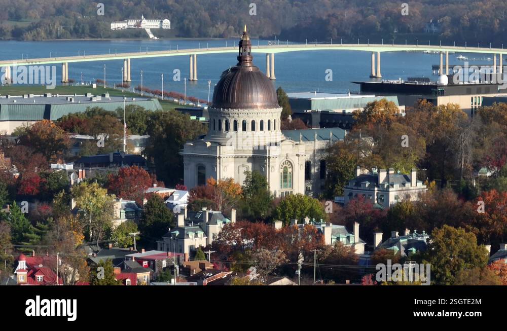 US Naval Academy buildings and grounds in Annapolis Maryland. Long ...