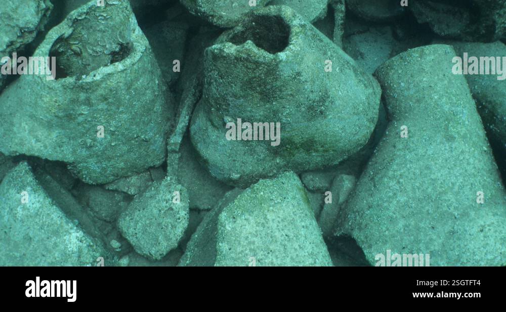 some cement block thrown underwater to make artificial reefs for fish ...