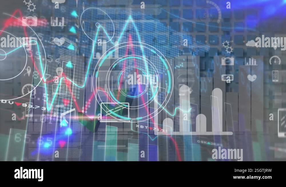 Animation of scope scanning over data processing and squares on white background Stock Video ...