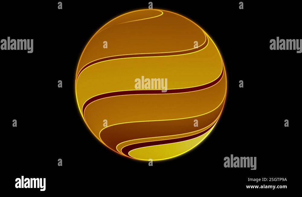 Yellow organic pattern moving on a sphere shape in a continuous loop ...