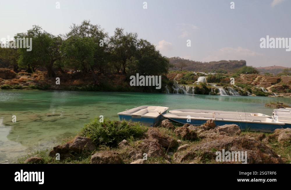 Waterfalls at Wadi Darbat in the Dhofar region of Oman Stock Video ...