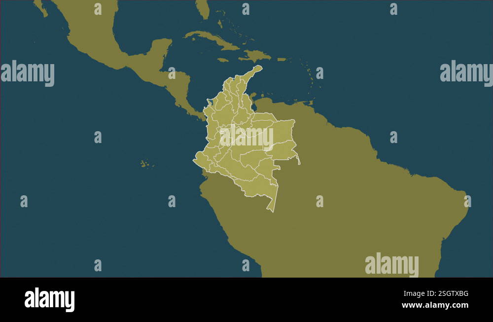 Colombia map - extract. Regions. Pattern. Labels Stock Video Footage ...