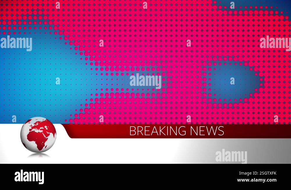 Animation of spots moving over globe and breaking news text Stock Video ...