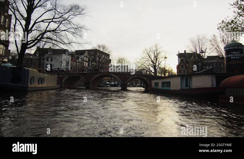 Landmark Unesco Amsterdam canals, Unique Houseboat architecture, Sunset ...