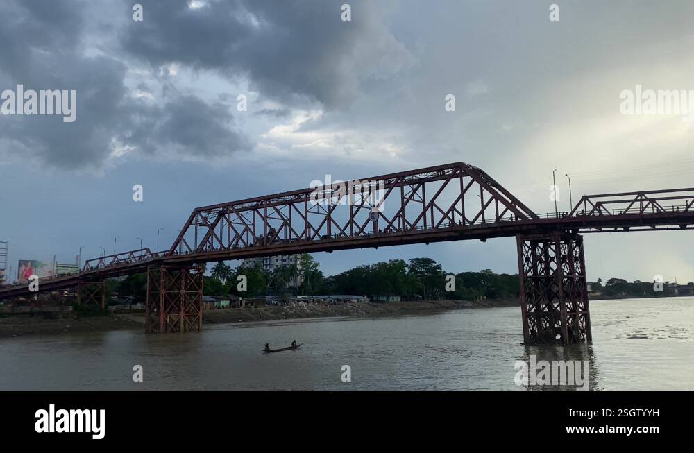 Keane Bridge In Sylhet Spanning Surma River With Clouds Rolling Over ...