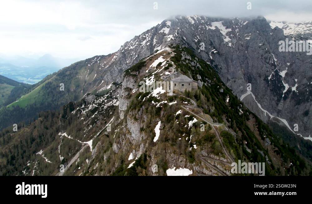 Circling Aerial View of The Eagle's Nest, WW2 nazi bunker in Bavaria ...